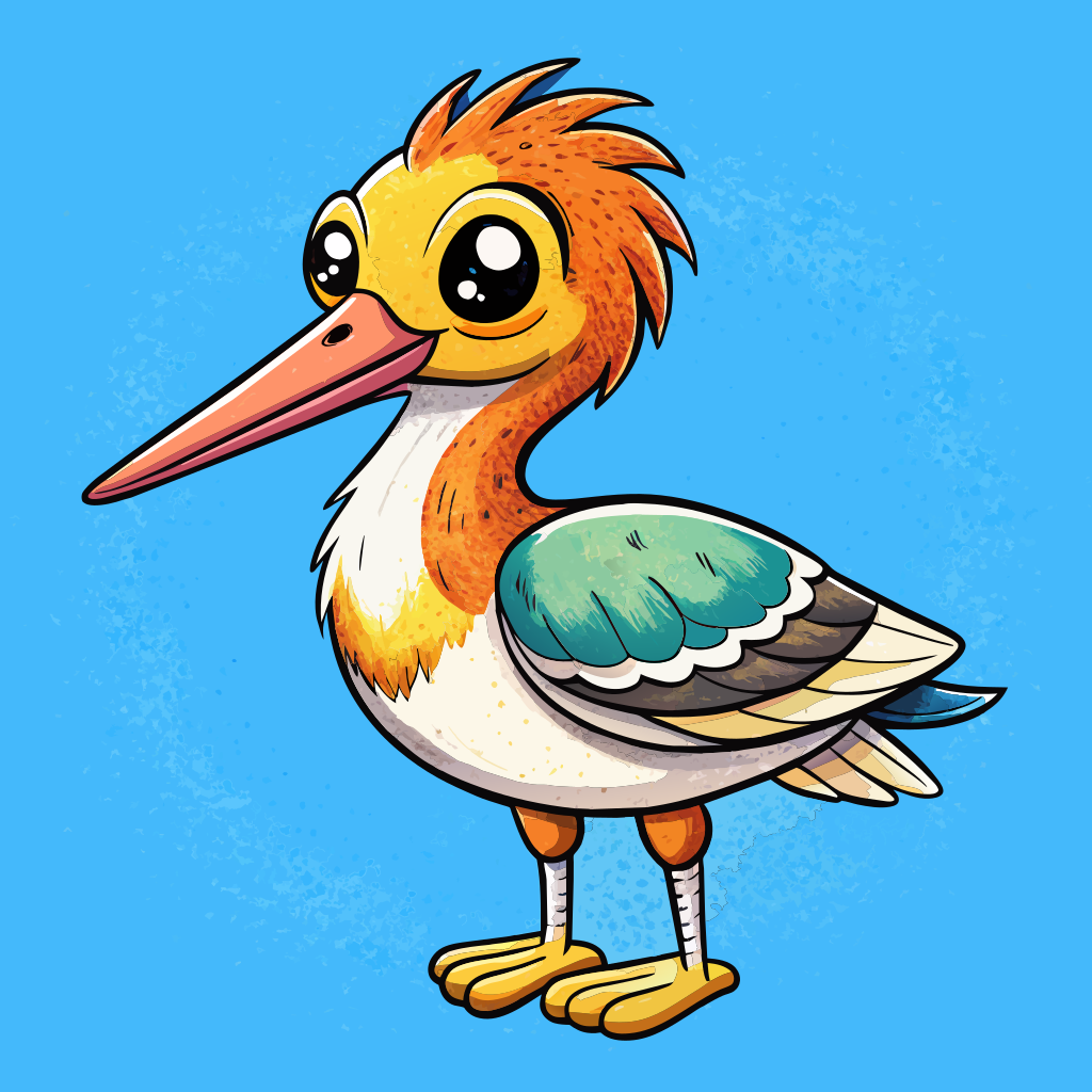 Cute Hand Drawn Animal Avocet Cartoon Vector Illustration - Recraft