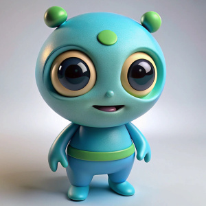 3D Render of a Cute Chibi Alien Mascot, on isolated white background ...