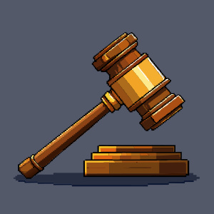 side view, 2d platformer, single, judge's gavel, gray background, non ...
