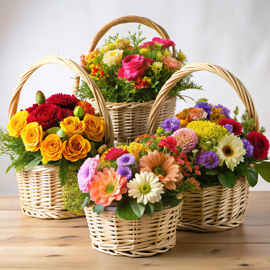 set of flower in baskets - Recraft