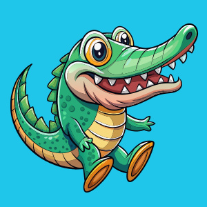 Cute Hand Drawn Animal Alligator Gar Cartoon Vector Illustration - Recraft