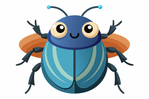cute cartoon Scarab beetle white background - Recraft
