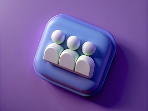 3D audience icon isolated purple background - Recraft