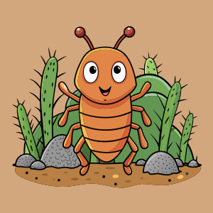 Cute hand drawn Chigger is poised in its own habitat Cartoon Vector ...