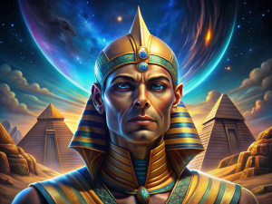 Egyptian Pharaoh in full growth, alive, reconstruction of the past ...