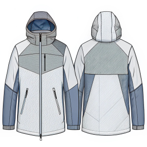 MEN's ski jackets, printing intercalation Create a front drawing and a ...