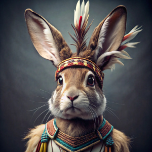 rabbit chief indian looking left - Recraft