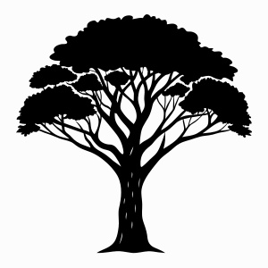 African Tree black silhouette on white background - Recraft