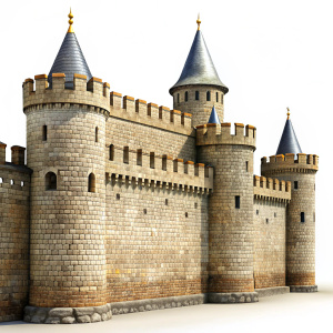 Medieval castle wall architecture building on white background - Recraft