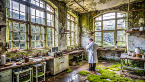 The laboratory was old and neglected, its walls were overgrown with ...