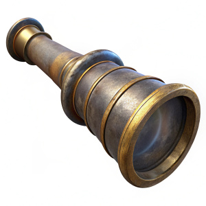 old spyglass, image for games, white background, front view - Recraft