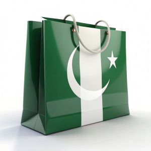 Pakistan flag shopping bag isolated white background - Recraft