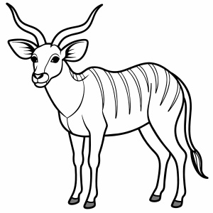 Nyala illustrations coloring page, line art, black lines, white ...
