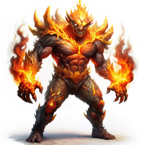 Fire elemental monster on white background - Recraft