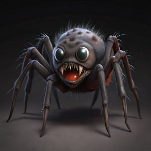 an friendly spider with gloomy eyes and sharp teeth - Recraft