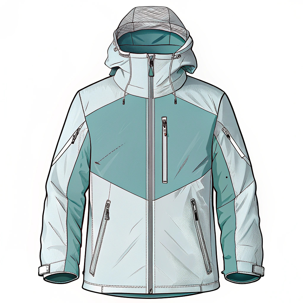 MEN's ski jackets, printing intercalation Create a front drawing and a ...