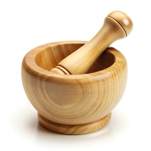 Wooden Pestle and Mortar on white background - Recraft