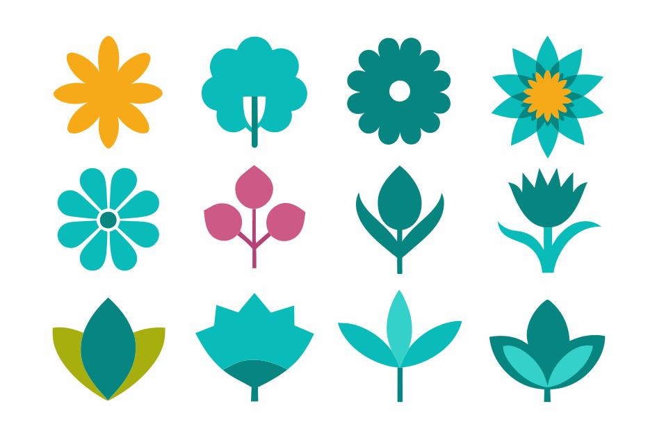 20 Flower icons set. Abstract flower icons isolated on white background ...