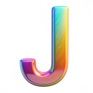 Colored J in Stylish writing with white background - Recraft