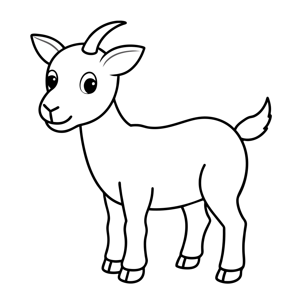 simple illustration cute goat for toddlers smooth lines - Recraft