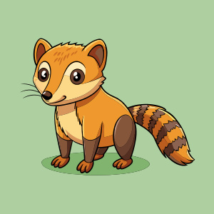 Cute hand drawn Coati is poised in its own habitat Cartoon Vector ...