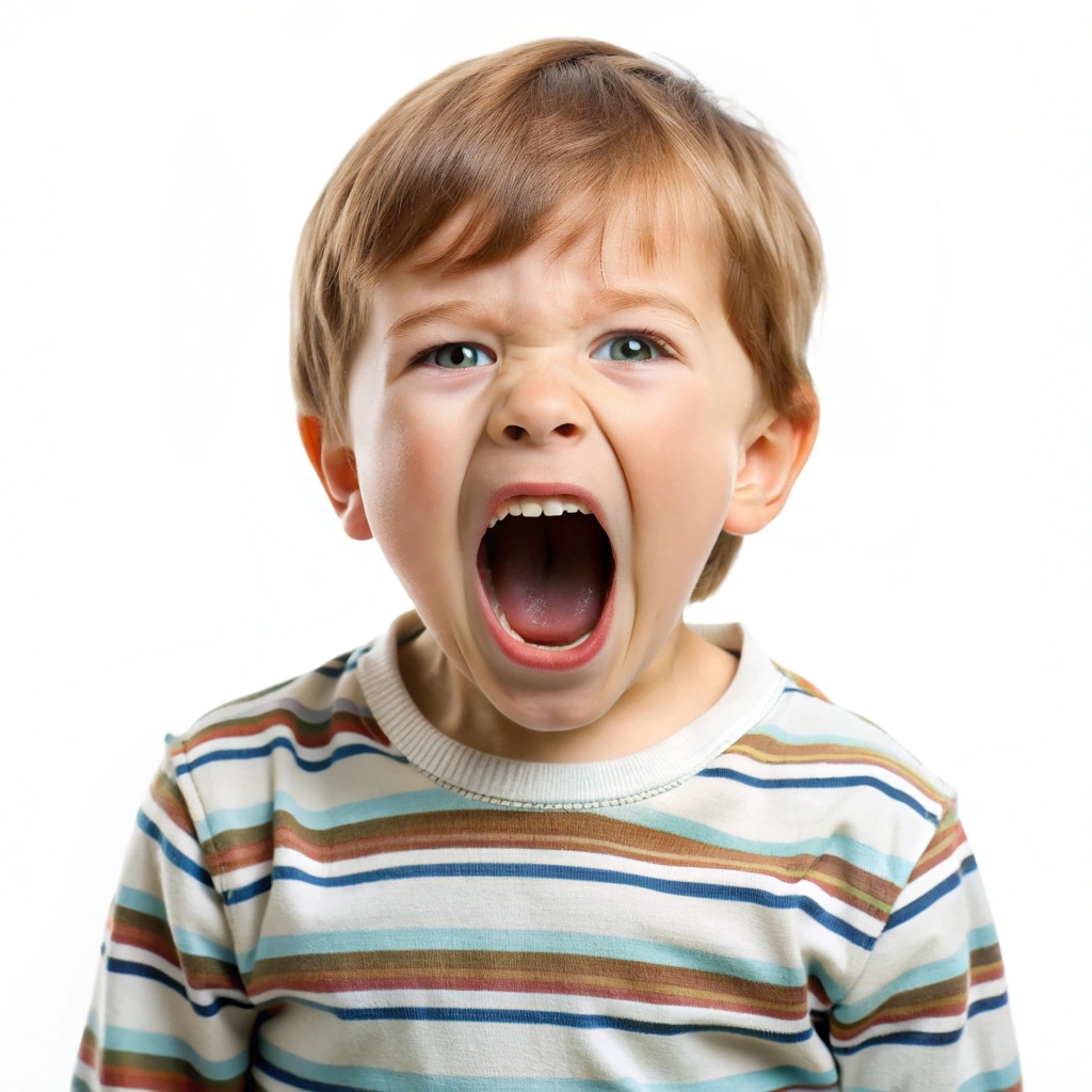 child screaming isolated on white background - Recraft