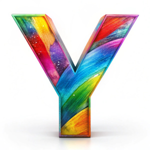 Colored Y in Stylish writing with white background - Recraft