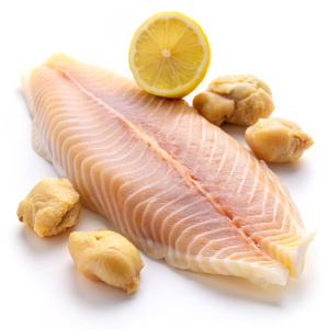 fish fillet with ginger on white background - Recraft