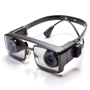 The Visionary Gaze Innovative Glasses With Camera Attachment On a White ...