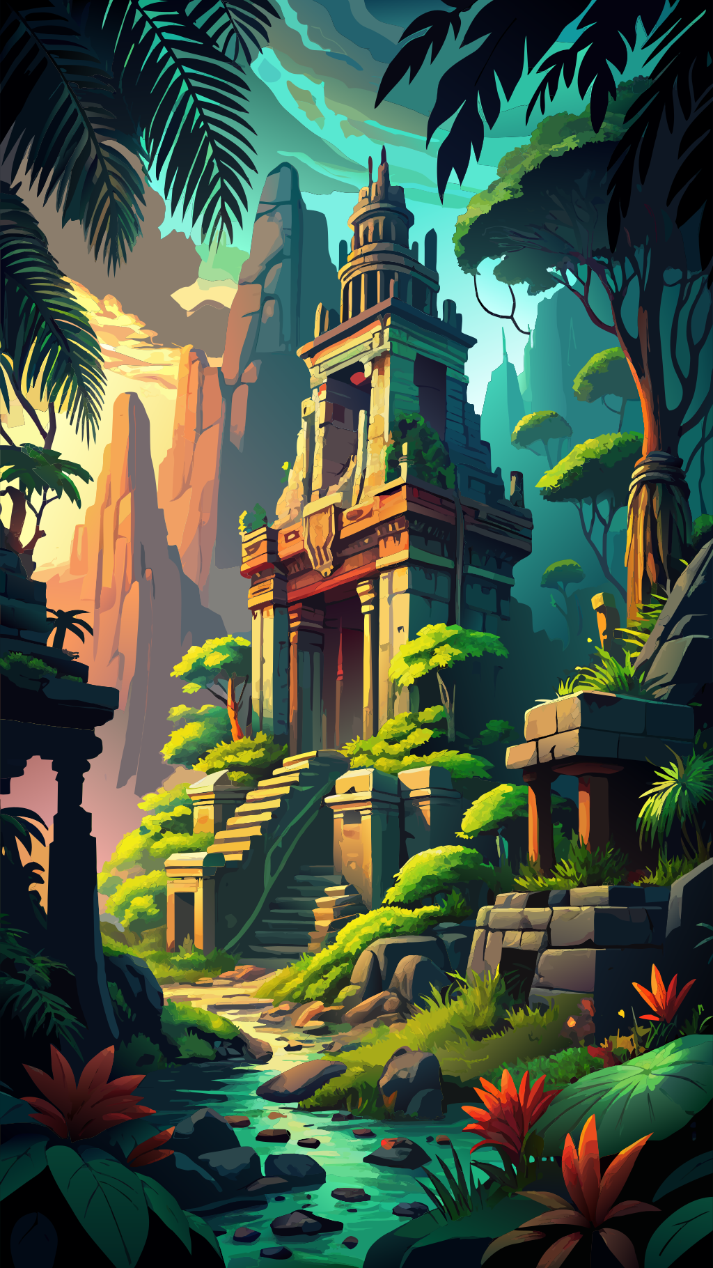 A haunting depiction of the crumbling ruins of an ancient civilization ...