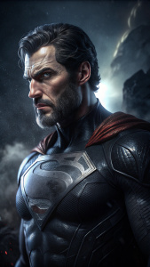 Closeup shot a Christopher Reeve, painting of Superman with slightly ...