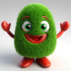 3D Render of a Happy Grass Mascot, on isolated white background.red ...