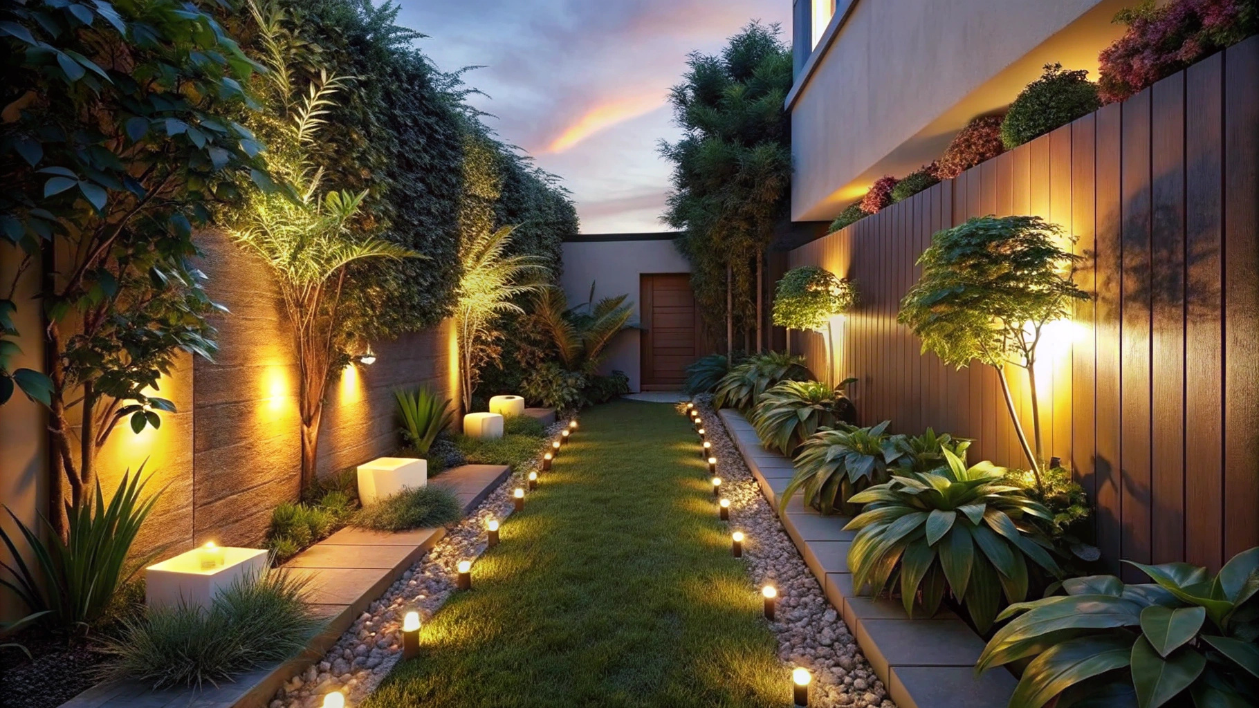 Transforming Narrow Side Yards with Creative Landscaping Ideas Lighting Install outdoor lighting f. Recraft