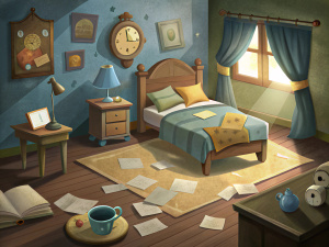 morning bedroom -Clues-psychology-game guide- old paper -for escape ...