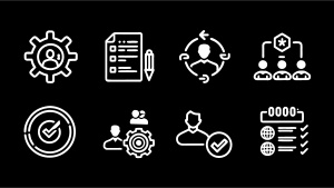 Action plan flat icons set. Goal, team, timeline, schedule, strategy, analysis, tasks, planning ...
