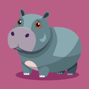 hippopotamus in the style illustration, flat 2D illustration - Recraft