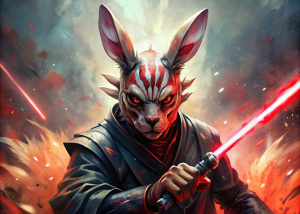 an angry individual, the Bunnyisher with a long rabbit snout & red ...