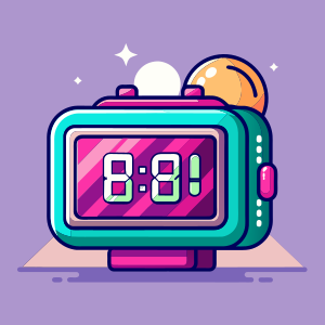 Generate digital clock 2d vector with simple soft colors. - Recraft