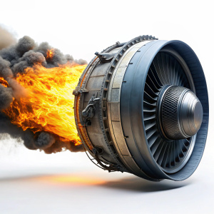 real jet engine exhaust fire on white background - Recraft