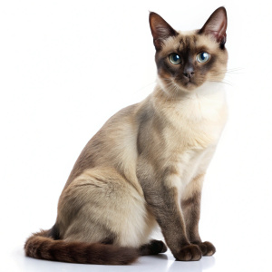 beautiful Siamese cat full body side stand view isolated on white - Recraft