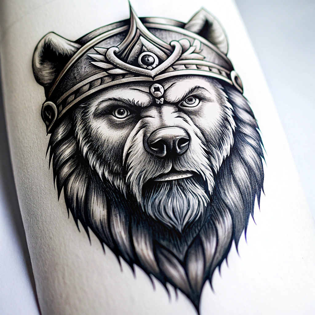 viking bear sketch tattoo high-definition design grey and black ...