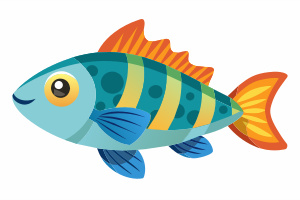 cute cartoon Wrasse fish white background - Recraft