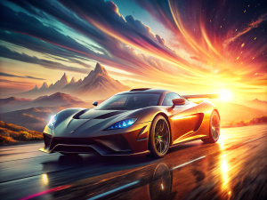 extremaly realystic A super car present in a stunning cinematic ...