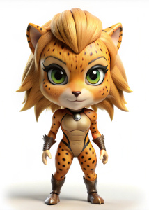 CHEETARA, white background, full body, high quality, chibi pixar style ...