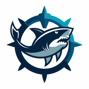 Shark logo, On white background. In classic Ship Rudder - Recraft