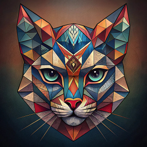 Design a geometric rendition of a cat's face using angular shapes and ...