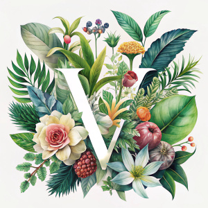 Botanical capital letter S vector on white back ground - Recraft