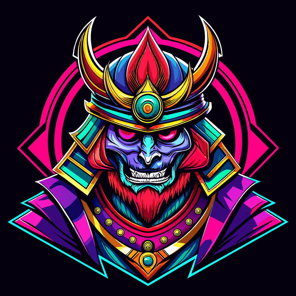 A captivating and fierce logo depicting a Samurai Graffiti , radiates ...