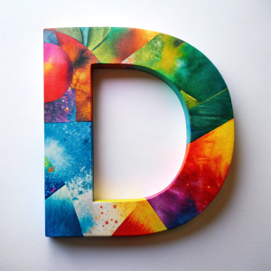 Colored D in Stylish writing with white background - Recraft