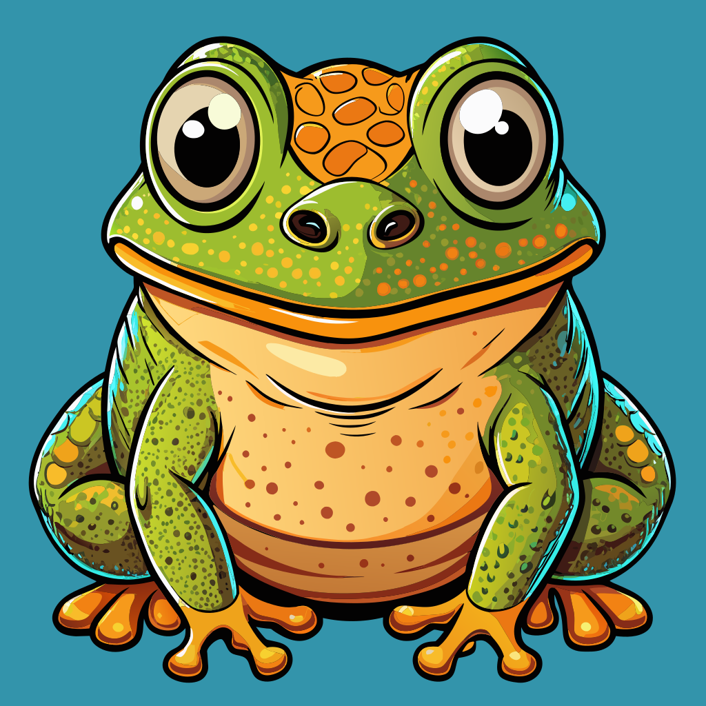 Cute Hand Drawn African Bullfrog Cartoon Vector Illustration - Recraft